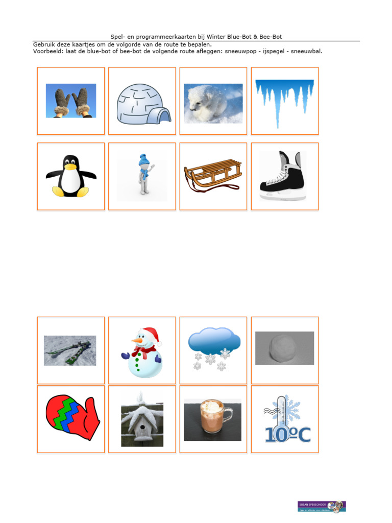 Spelkaarten Winter Blue Bot en Bee Bot | PDF