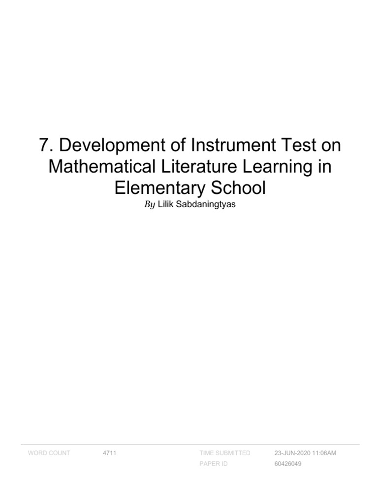 Instrument Test for Math Literacy in Schools | PDF | Cognition | Learning