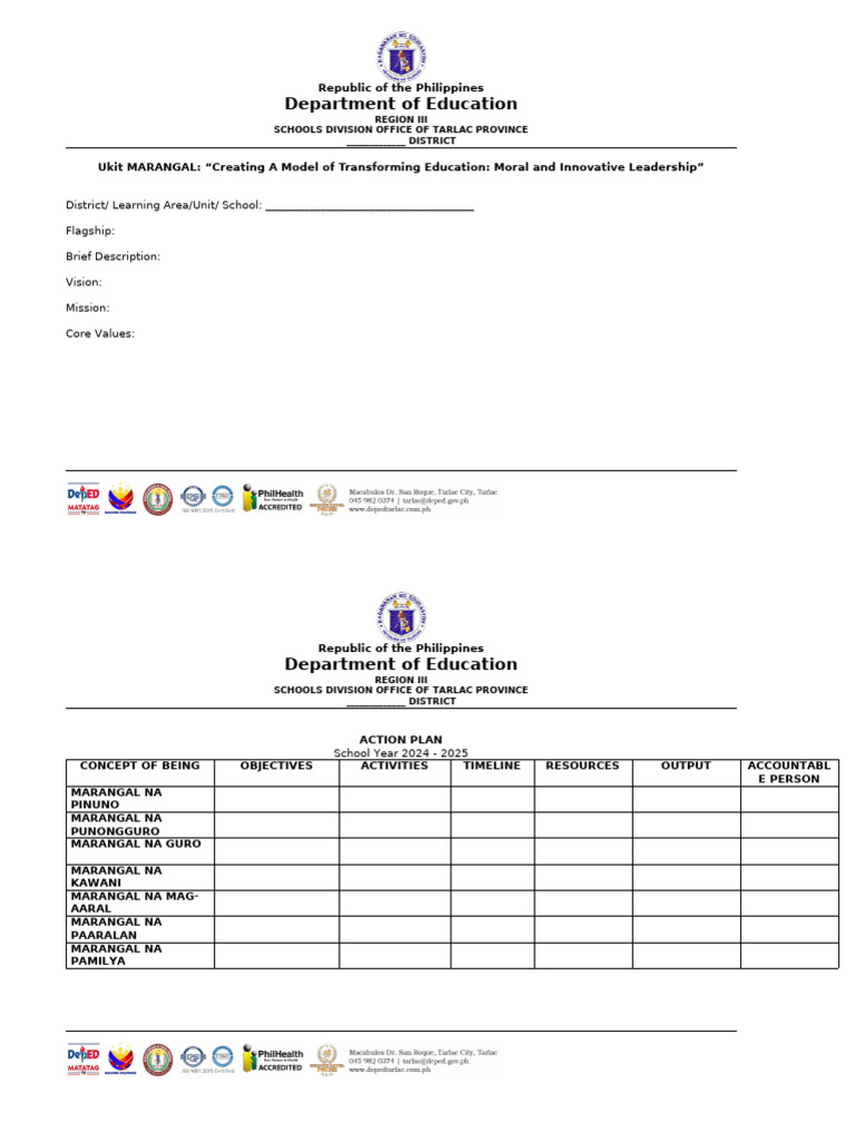 2 TEMPLATE - Action Plan in Ukit MARANGAL | PDF