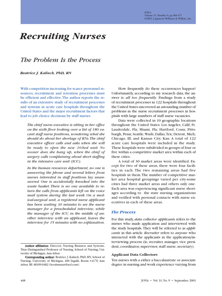 Recruiting Nurses The Problem Is The Process.7 | PDF