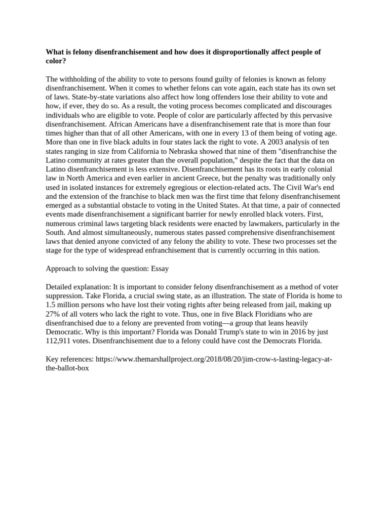 What Is Felony Disenfranchisement and How Does It Disproportionally ...