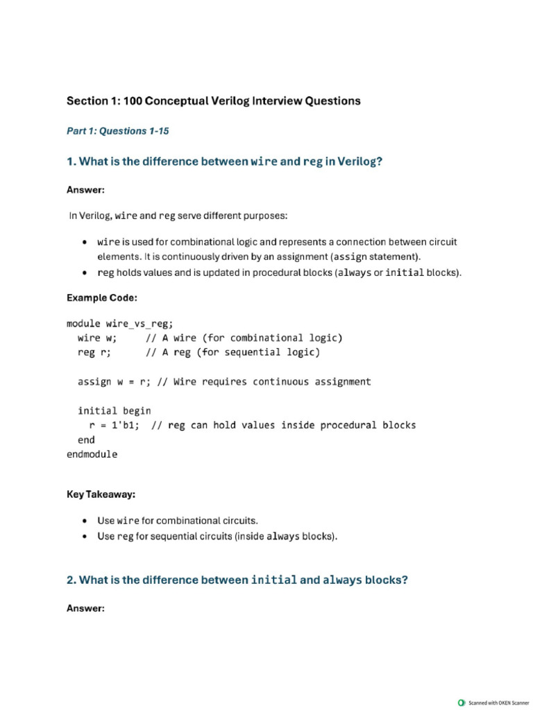 Verilog Interview Questions - A Complete Prep Resource | PDF