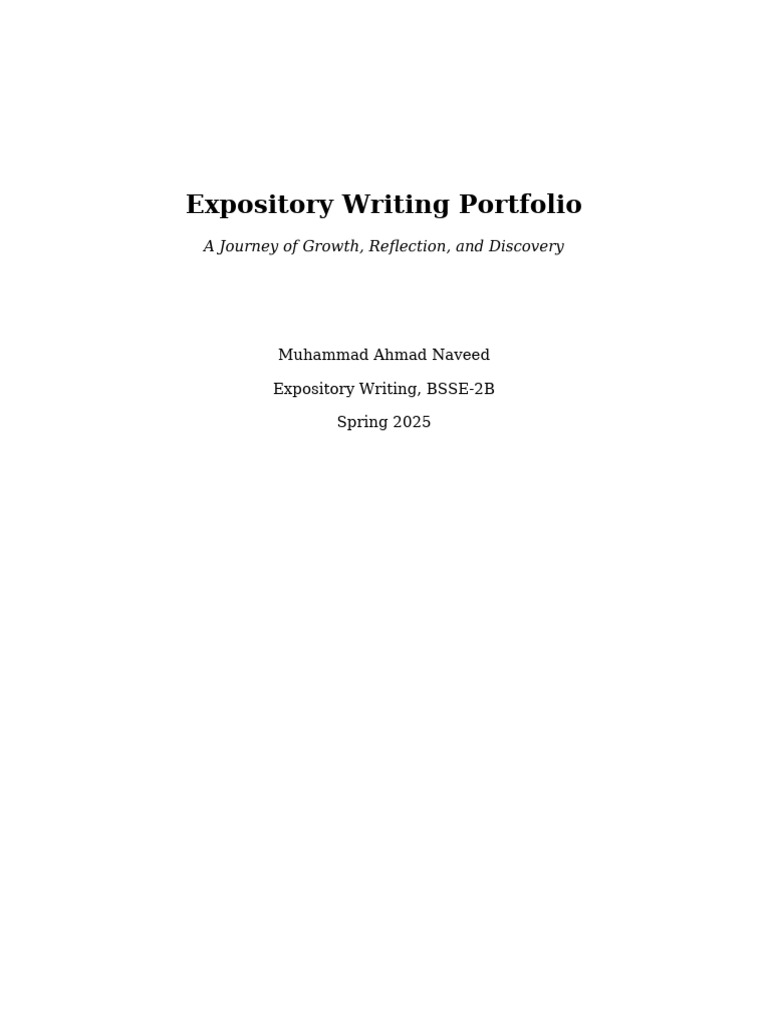Expository Writing Portfolio MuhammadAhmadNaveed | PDF | Essays | Peer ...