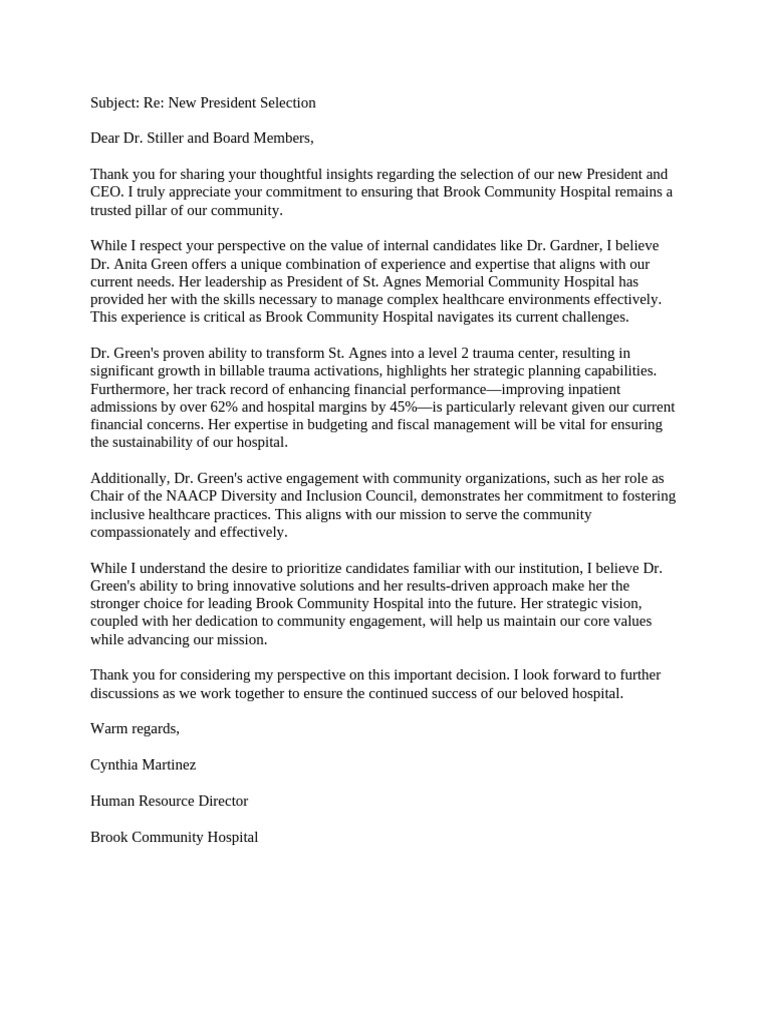 HRM 532 Letter To Dr. Stiller | PDF