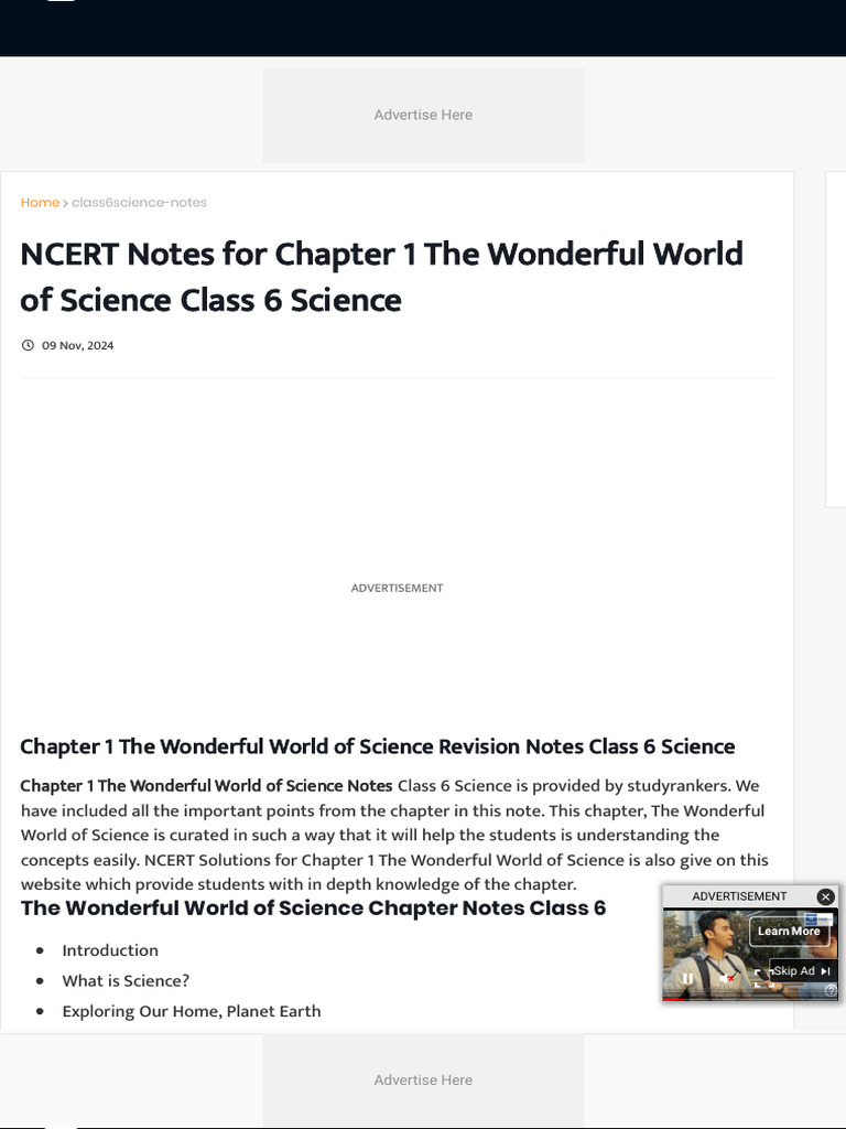 Class 6 Science: Chapter 1 Notes | PDF | Science | Water