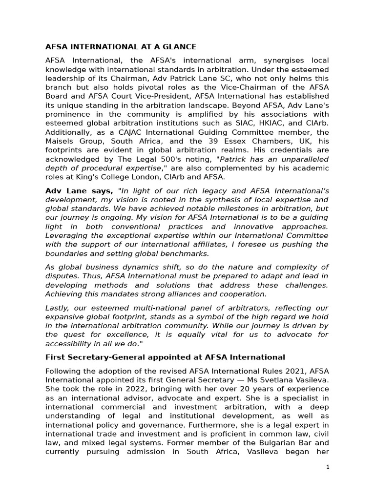 Afsa@Work Afsa International Article (PL Approved) | PDF | Arbitration