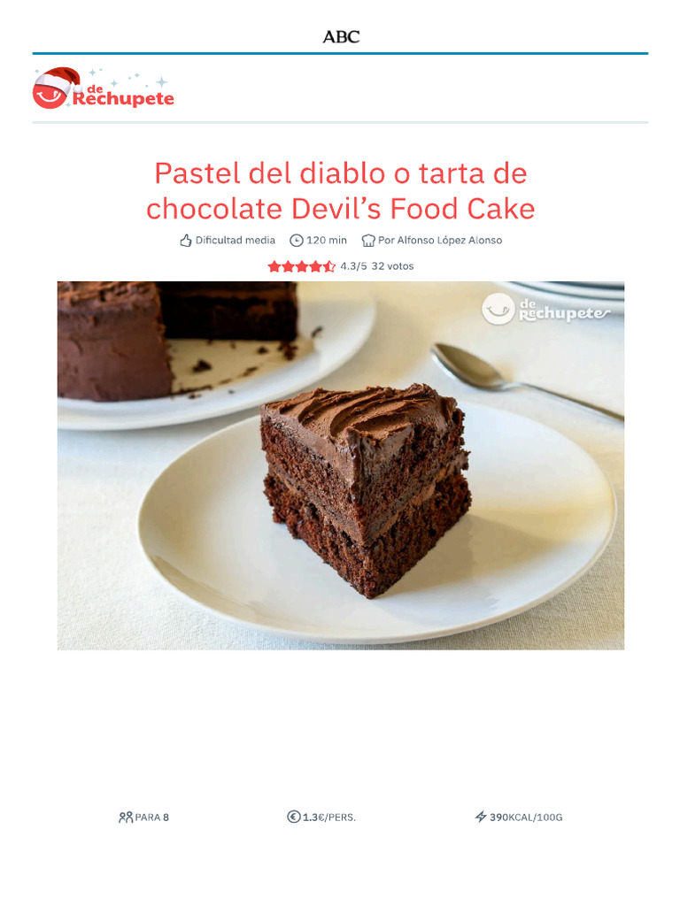 Pastel Del Diablo o Tarta de Chocolate Devil's Food Cake - de Rechupete ...