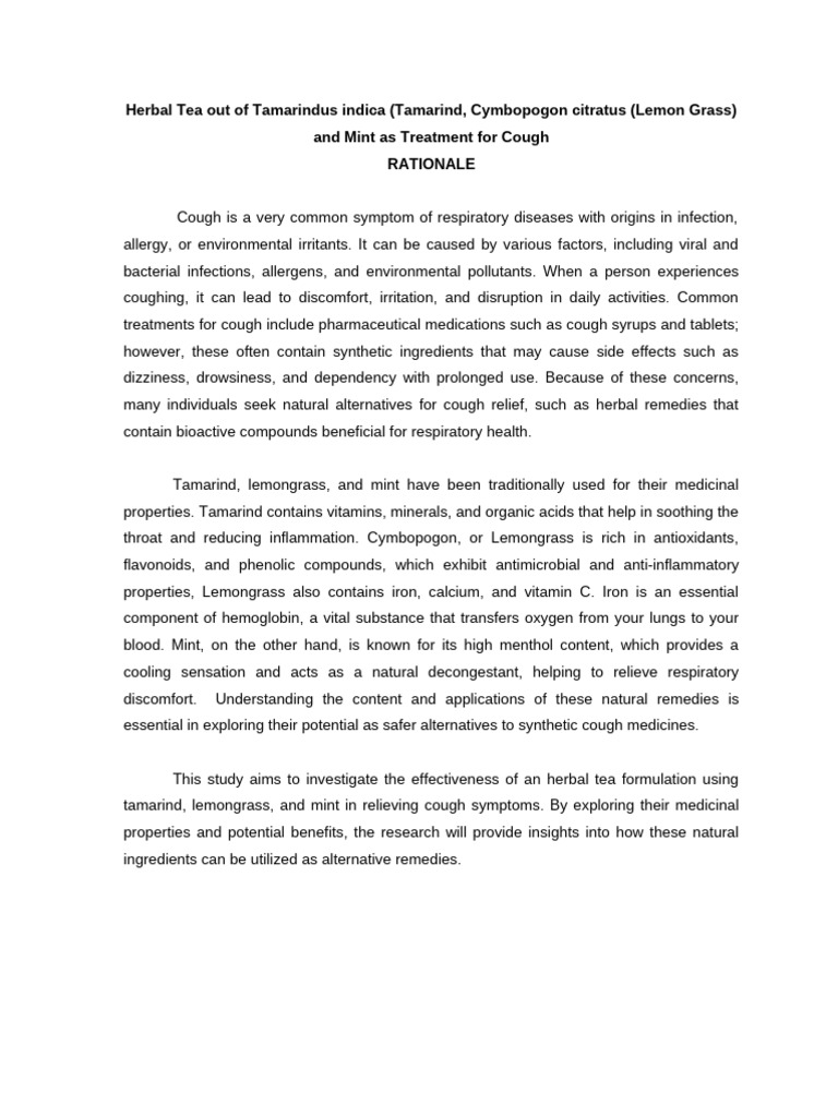 Effectiveness of Tamarind 3 | PDF | Cough | Tea