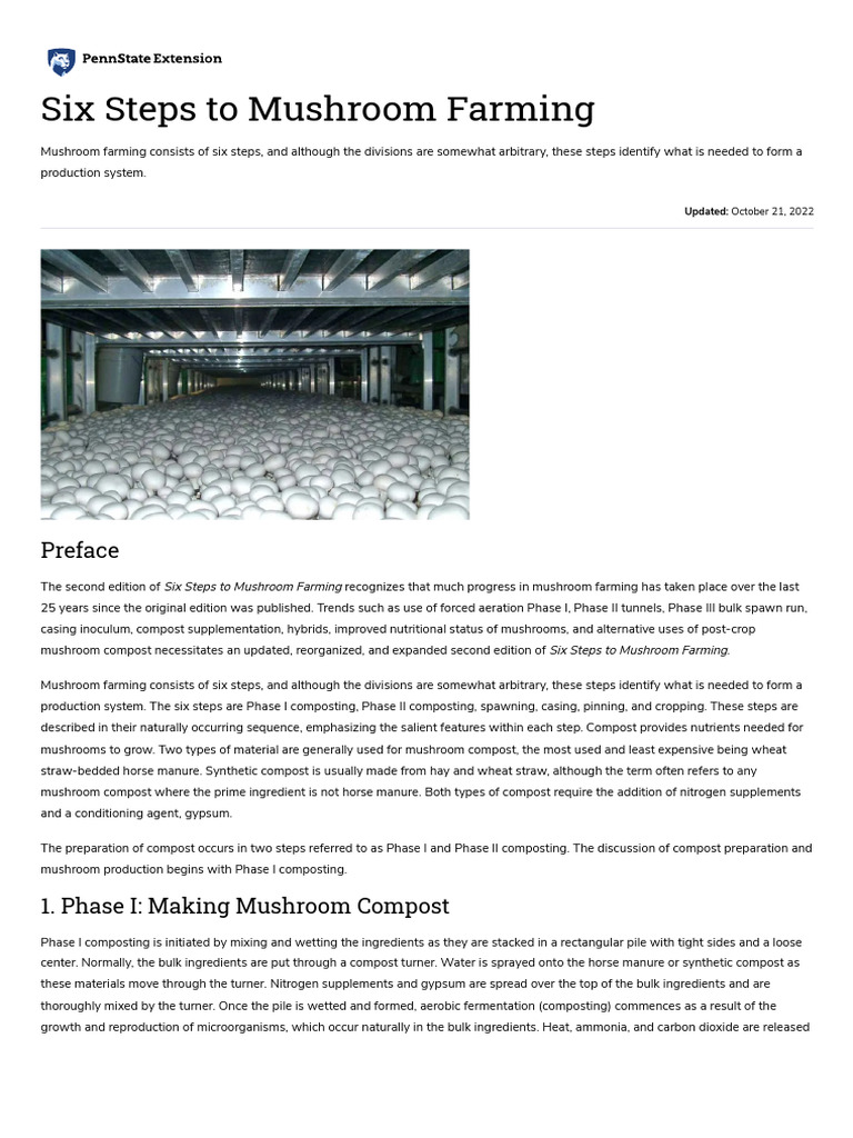 Six Steps to Successful Mushroom Farming | PDF | Compost | Mushroom