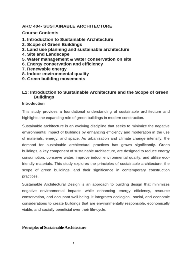 Sustainable Architecture Arc 404 Fuoye | PDF | Sustainable Architecture ...