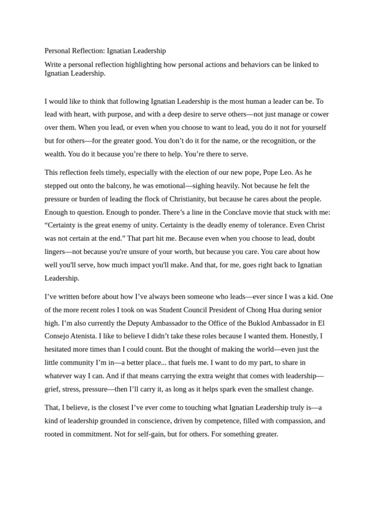 Ignatian Leadership: A Personal Reflection | PDF