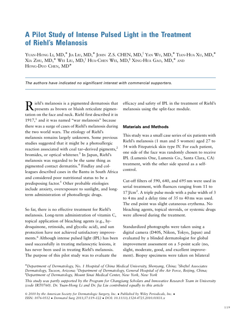A Pilot Study of Intense Pulsed Light in The Treatment | PDF ...