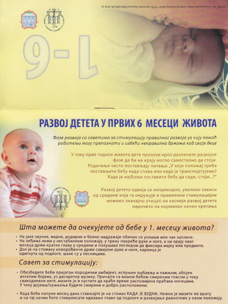 Razvoj Deteta U Prvih 6 Meseci Zivota | PDF