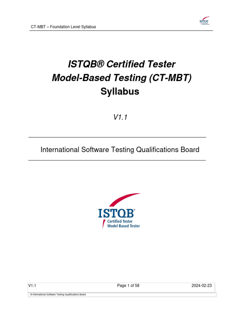 ISTQB CT-MBT - Syllabus Version v1.1 | PDF | Software Testing ...