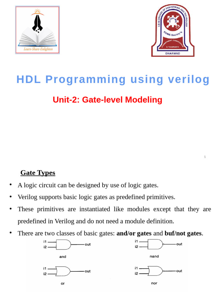 HDL Verilog Unit 2 Part-2 Gatelevel | PDF | Hardware Description ...