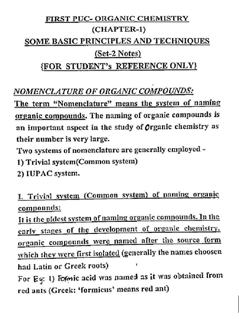 Set-2 Notes of SBPT (First PUC - Organic Chemistry) - 2025-26 | PDF