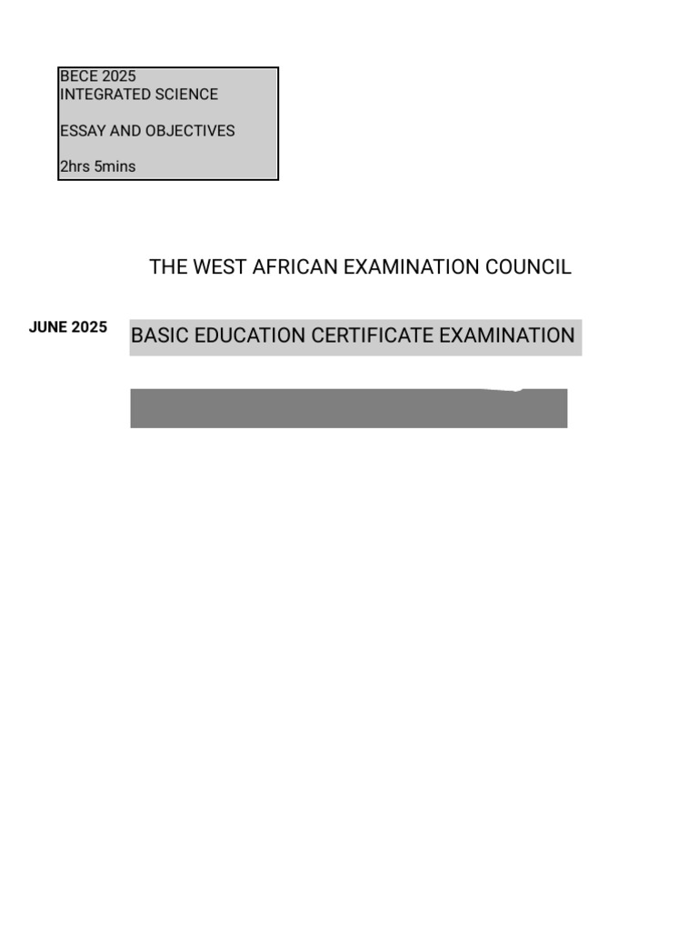 BECE 2025 Science Mock Exam Paper | PDF | Nitrogen | Oxide