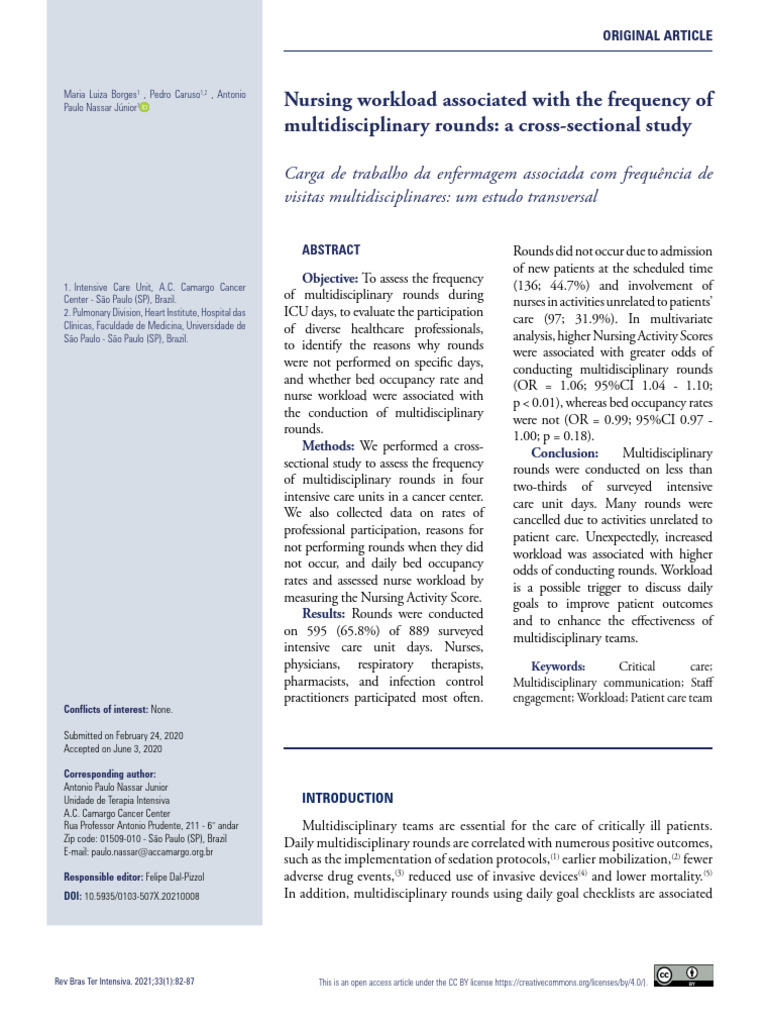 Nursing Workload Associated With The Frequency of | PDF | Intensive ...