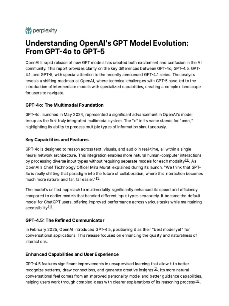 Understanding OpenAI's GPT Model Evolution - From G | PDF | Cognitive ...
