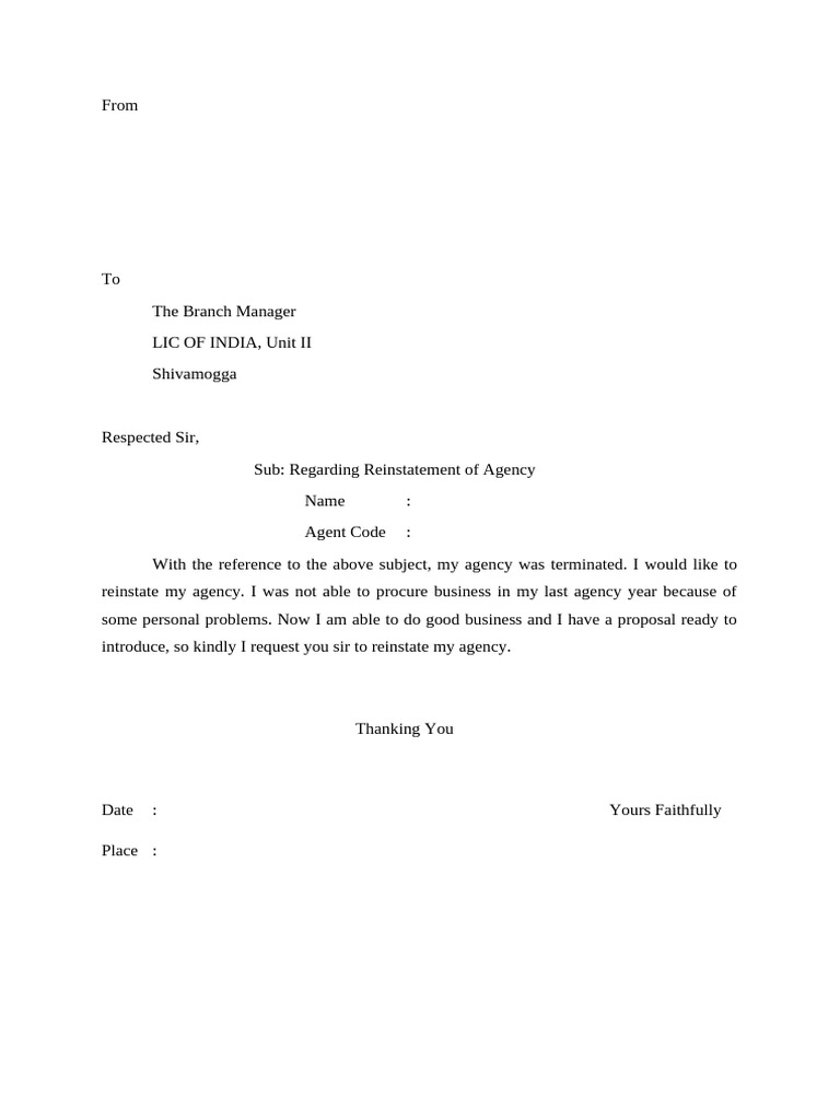 Request for Agency Reinstatement | PDF