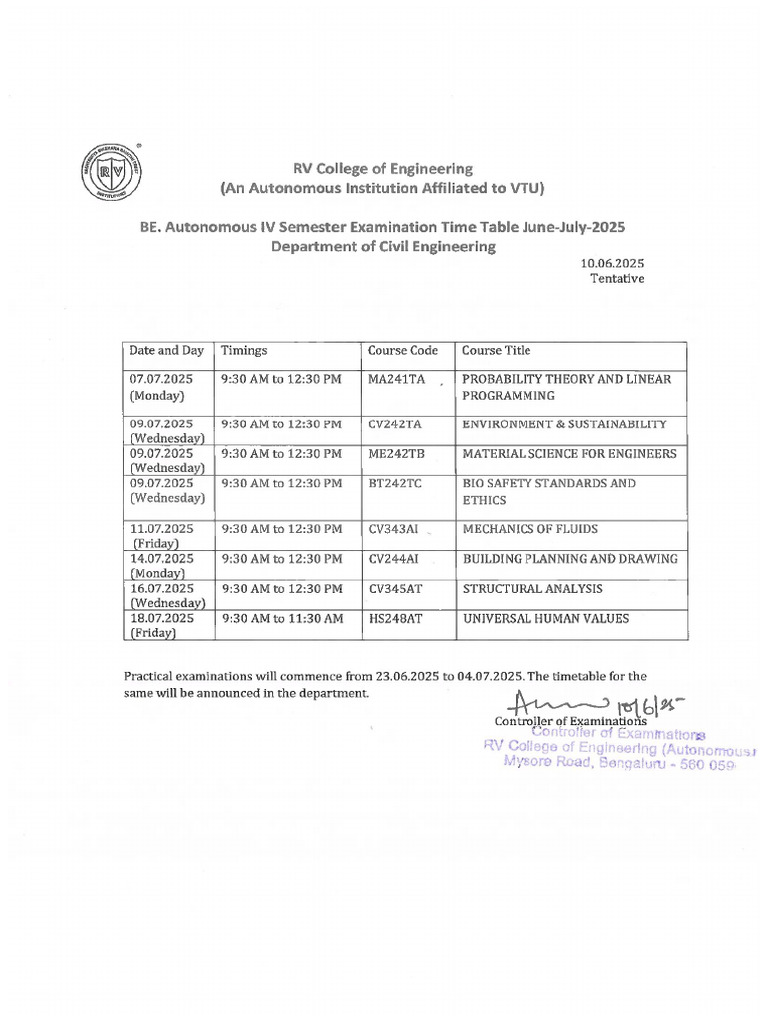 Tentative Timetable | PDF