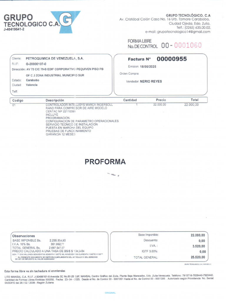 Pequiven 955 Proforma | PDF
