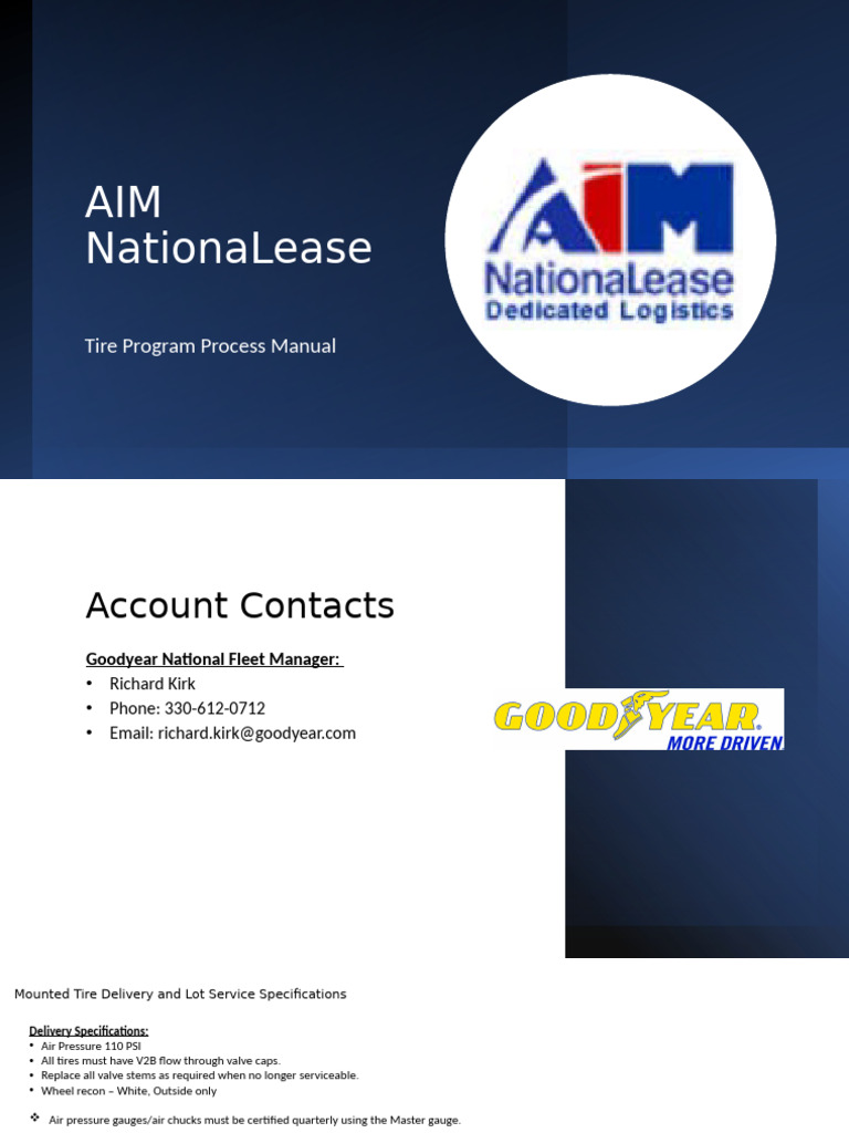 AIM NationaLease Process Manual 6 - 2024 Goodyear R1 | PDF | Tire ...