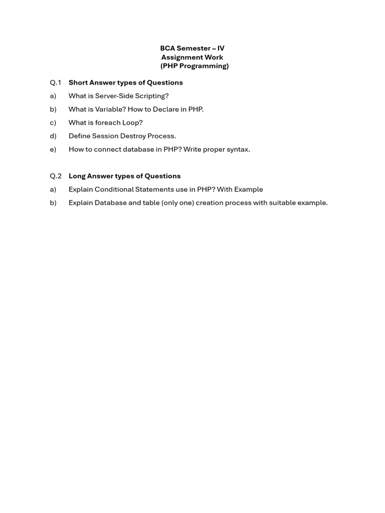 PHP Assignment | PDF