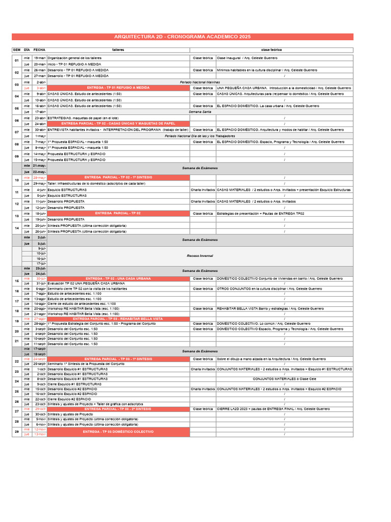 A2D 2025 - Cronograma Académico | PDF | Dibujo