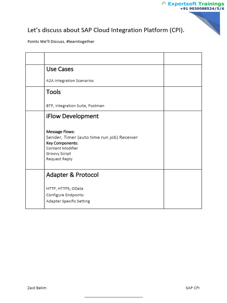SAP CPI - First IFlow - Cloud Integration - Expertsoft | PDF | Internet ...