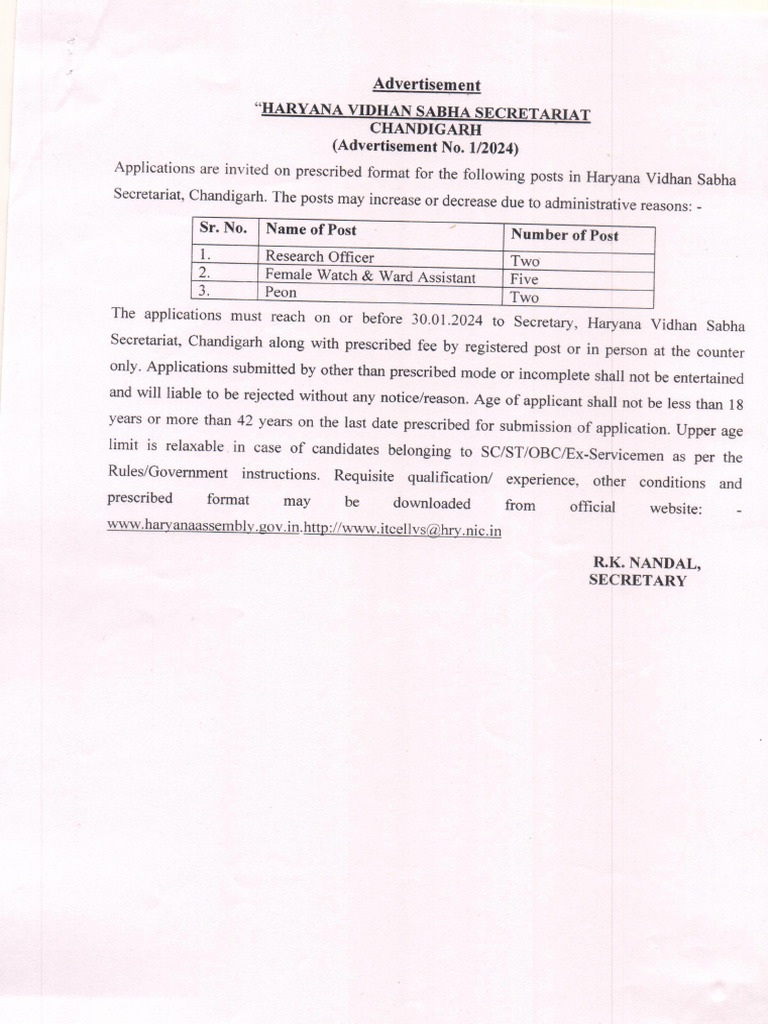 Advertisment 1 of 2024 | PDF