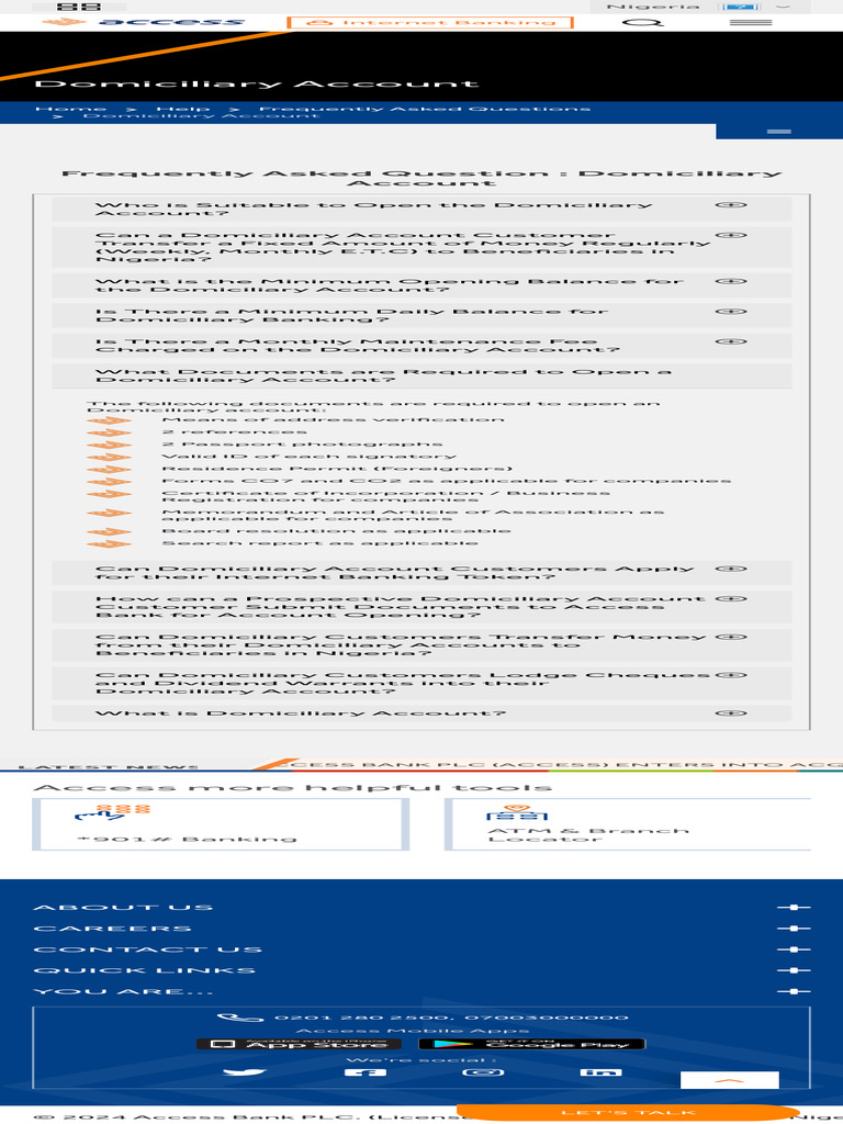 Domiciliary Account Access Bank | PDF | Banks