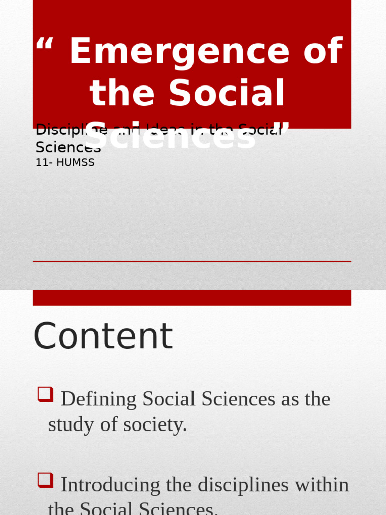 3 DISS The Emergence of The Social Sciences and The Different Disciplines | PDF | Science ...