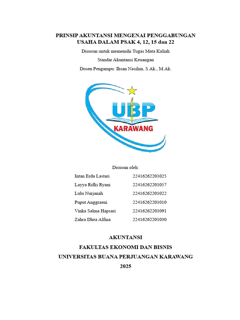 Prinsip Akuntansi Mengenai Penggabungan Usaha Dalam Psak 4 | PDF
