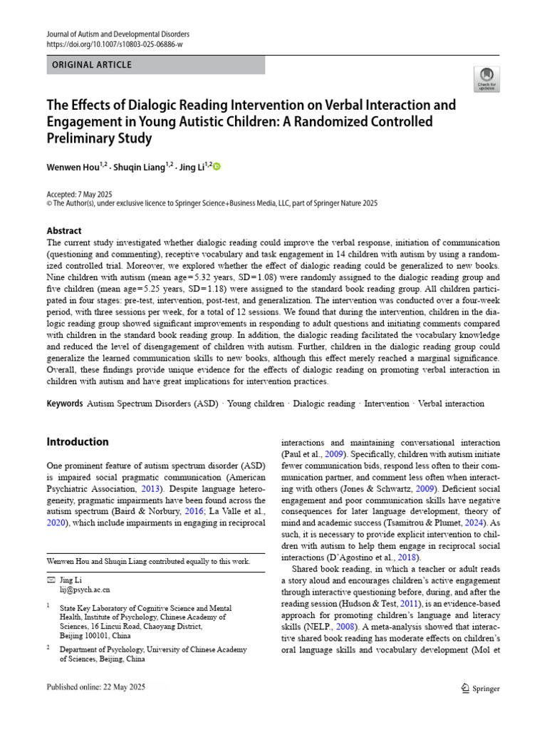 Dialogic Reading's Impact on Autism Communication | PDF | Autism ...