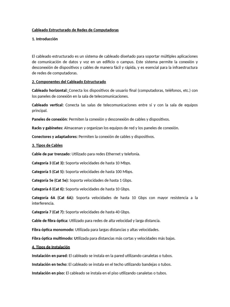 Cableado Estructurado | PDF | Fibra óptica | Red de computadoras