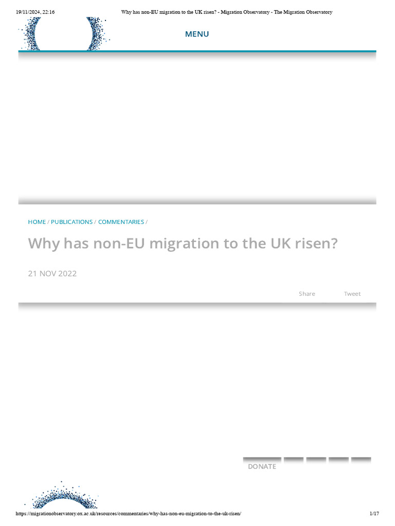 Why Has non-EU Migration To The UK Risen - Migration Observatory - The ...
