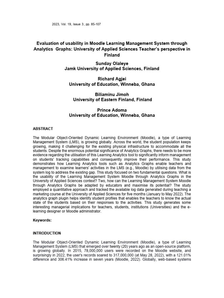 Evaluation of Usability in Moodle Learning Management System Through | PDF | Usability ...