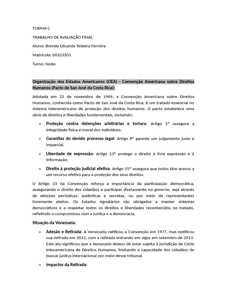 Trabalho de Avaliação Final - Brenda Teixeira | PDF | Igualdade de ...