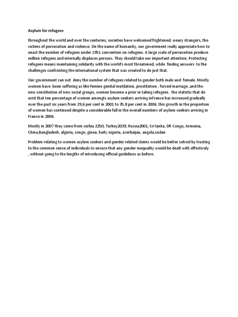 Gender Issues in Refugee Asylum Claims | PDF | Social Science