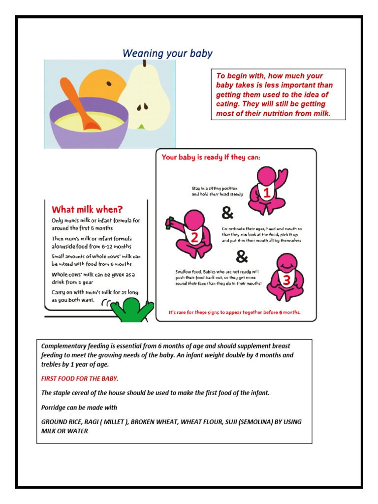 Weaning Guidelines for Infants 6+ Months | PDF | Foods | Staple Foods