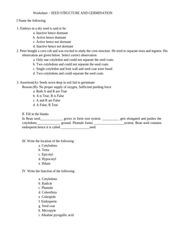Ws - Seed Stuctrure and Germination-New | PDF