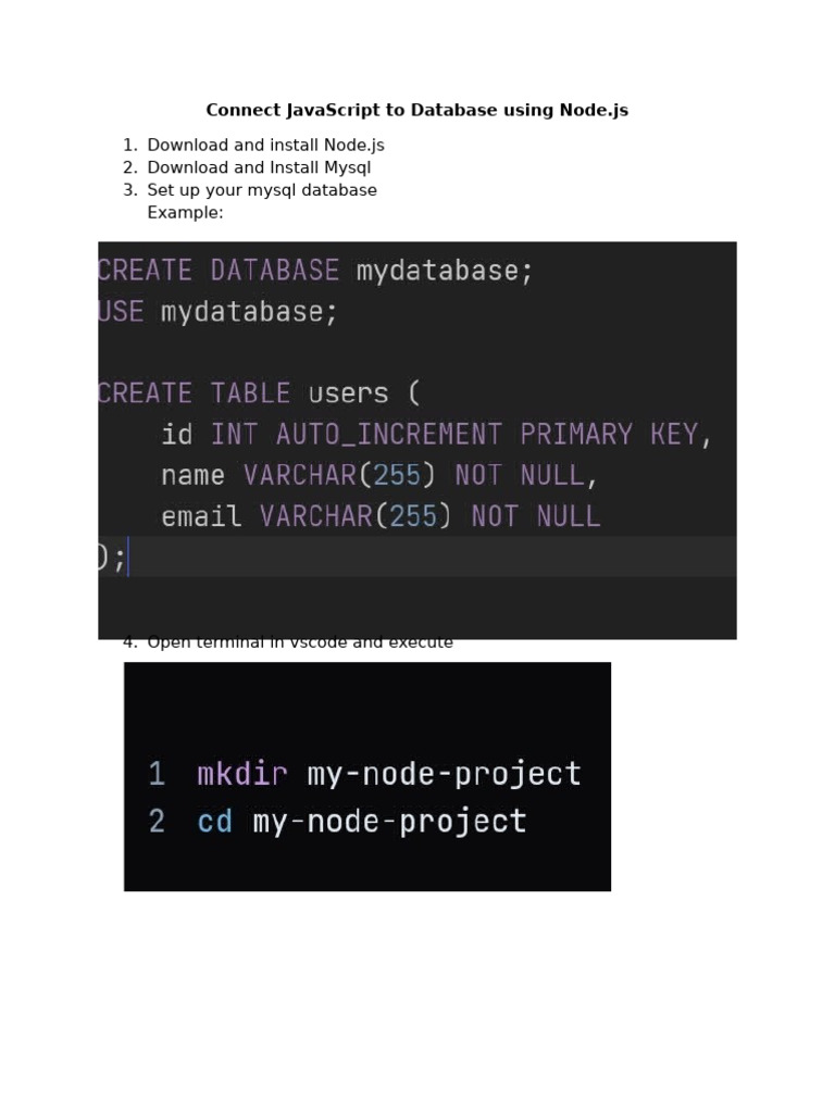 JavaScript To Database Connection Using Node - Js | PDF