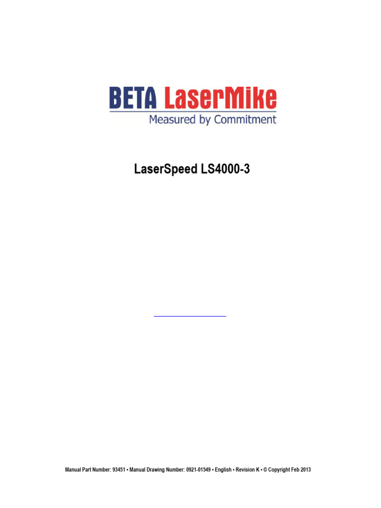 Medidor de Velocidad BETA LASERMIKE - LS4000-3 English Handbook RevK ...
