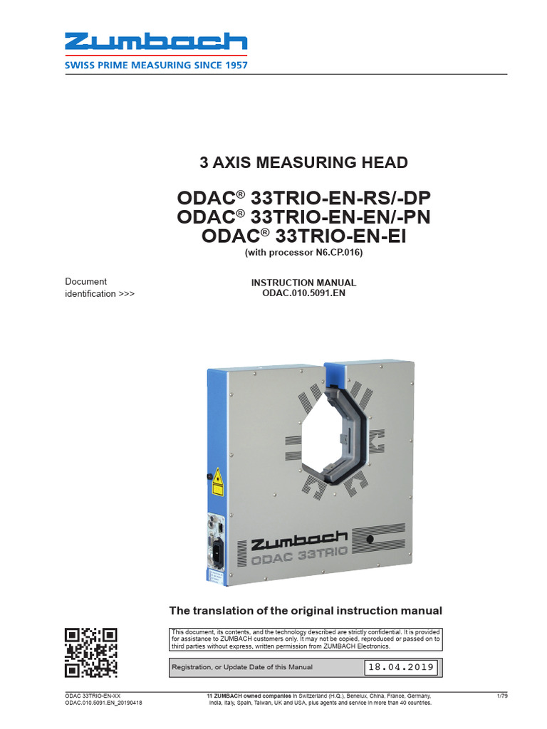 Medidor de Ovalidad Zumbach Odac33trio-En-xx - Odac.010.5091.en | PDF ...