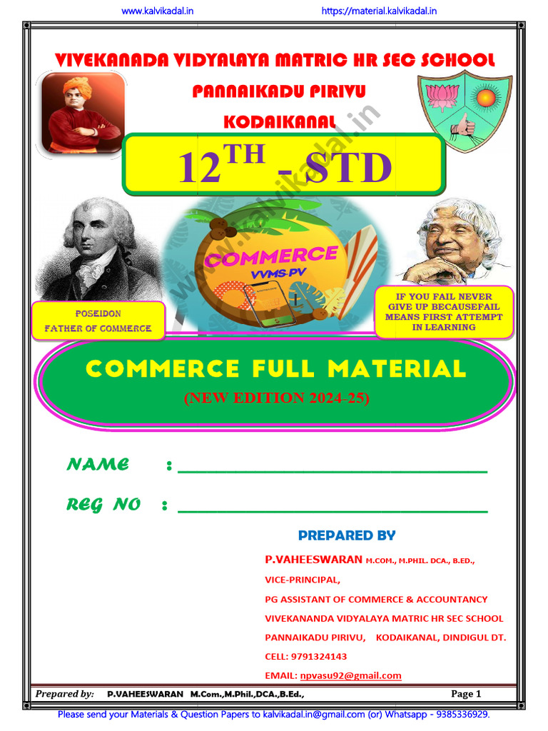 12th Grade Commerce Study Material | PDF | Securities (Finance ...