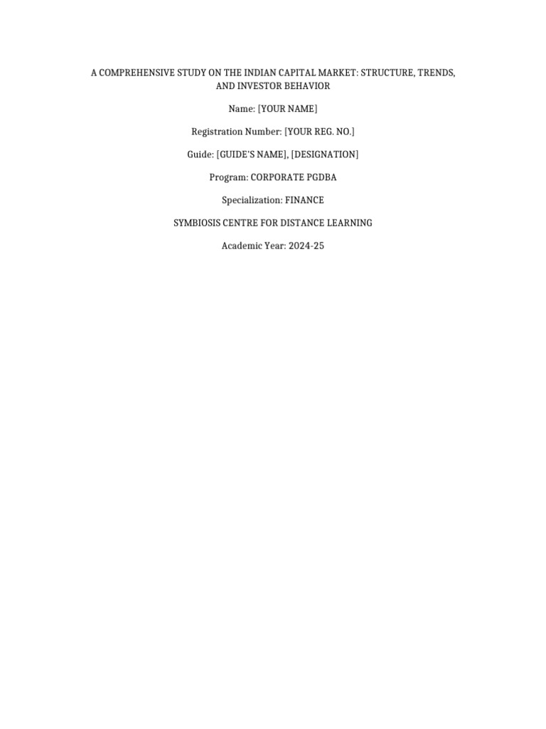 Capital Market Project SCDL | PDF | Securities (Finance) | Capital Market