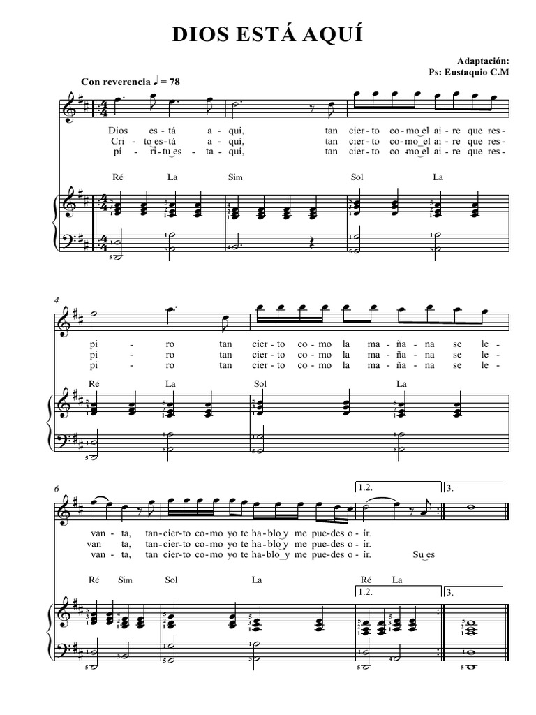 Partitura "Dios Está Aquí" | PDF