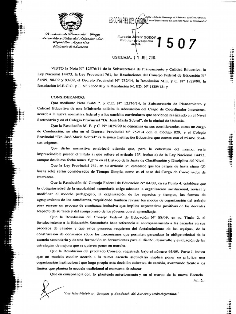 6 - Resol M ED #1507-14 - Coordinador Interáreas | PDF