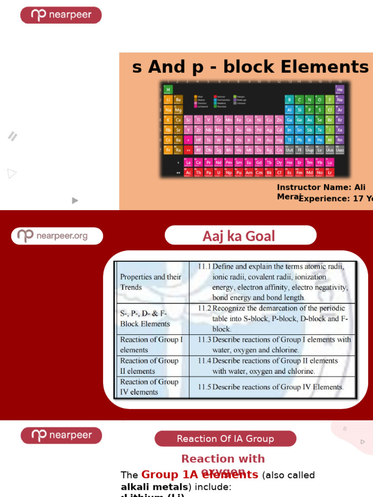 S and P Block Elements Lecture 2 | PDF | Lithium | Metallic Elements